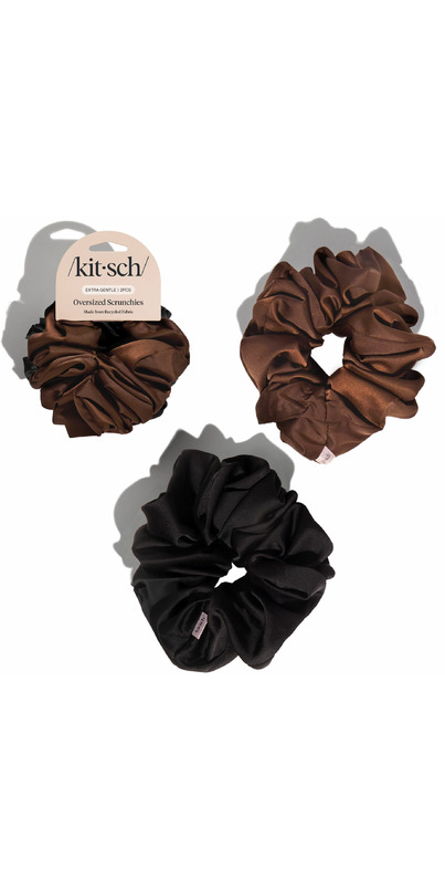 Buy Kitsch Recycled Fabric Oversized Scrunchies Set Black & Chocolate ...