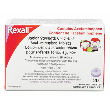 Acheter Rexall Jr. Strength Childrens Acetaminophen Tablets Grape à ...