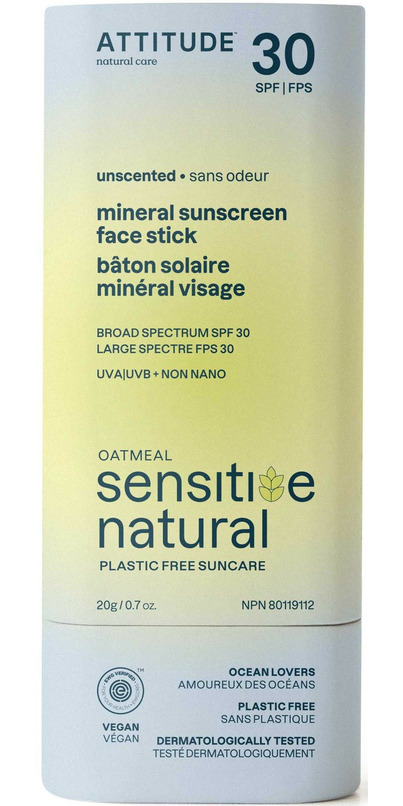 Achetez ATTITUDE Senstive Skin Face Stick Mineral Unscented SPF30 chez ...