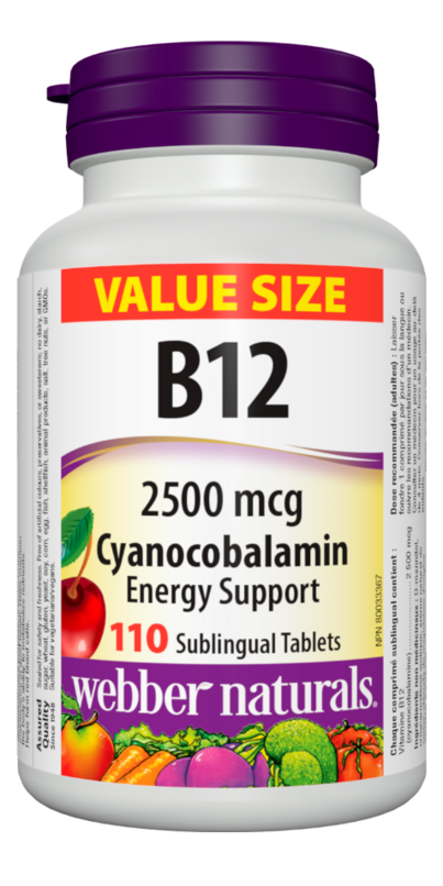 Buy Webber Naturals Vitamin B12 and Cyanocobalamin Cherry Value Size at ...