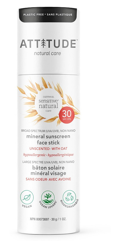 Buy ATTITUDE Mineral Sunscreen Sensitive Face Stick Unscented SPF 30 at ...