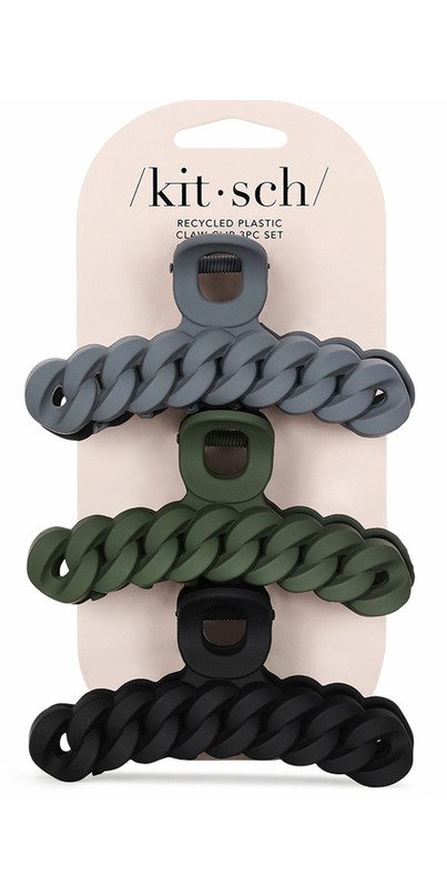 Buy Kitsch Recycled Plastic Chain Claw Clips Set Black & Moss at Well ...