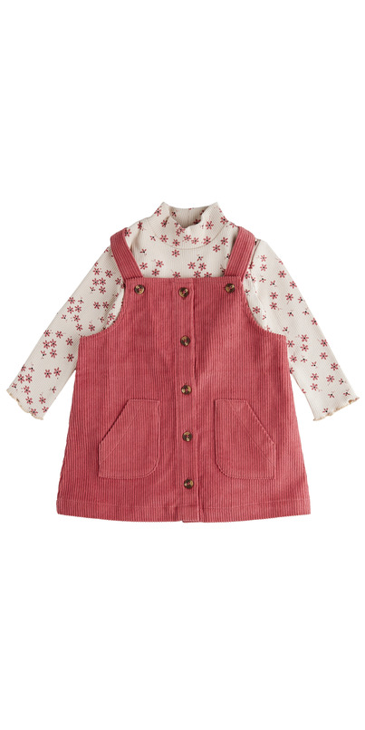 Achetez ensemble robe salopette en velours côtelé petit lem framboise ...