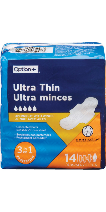 Buy Option+ Ultra Thin Pads Overnight with Wings at Well.ca | Free ...