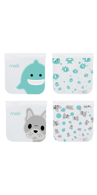 Buy Melii Reusable Snack Bags With Zip Closure Bulldog and Shark at ...