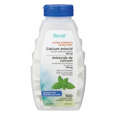 Buy Rexall Extra Strength Calcium Antacid Peppermint Chewable 750mg at ...