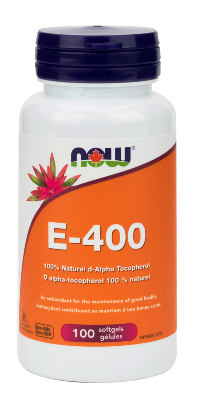 Buy NOW E-400 IU 100% Natural d-Alpha Tocopheryl Softgels at Well.ca | Free Shipping $35+ in Canada