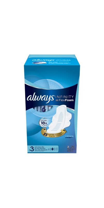Buy Always Infinity Size 3 Extra Heavy Flow Pads with Wings from Canada ...