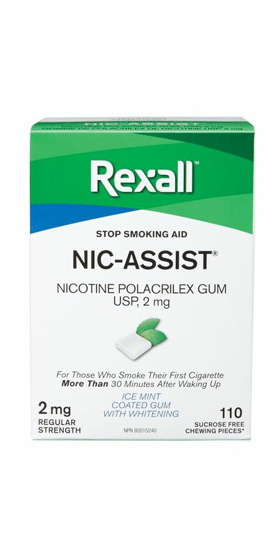 Buy Rexall Nic-Assist Nicotine Gum Regular Strength 2 mg Ice Mint at ...