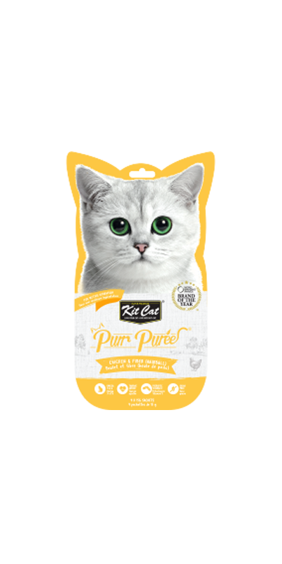 Buy Kit Cat Purr Purees Cat Treat Chicken & Fiber Hairball Control at ...