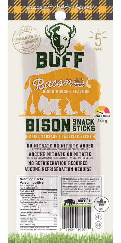 Buy Buff Bison Snack Stick Bacon Burger at Well.ca | Free Shipping $35 ...