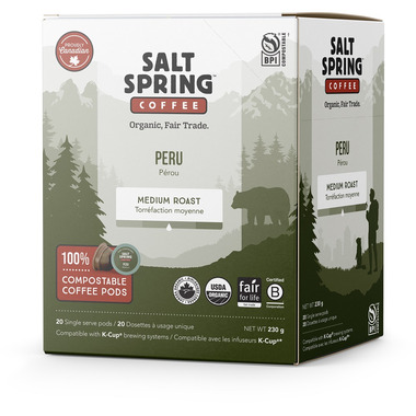 Buy Salt Spring Coffee Peru 100% Compostable Medium Roast Coffee Pods ...