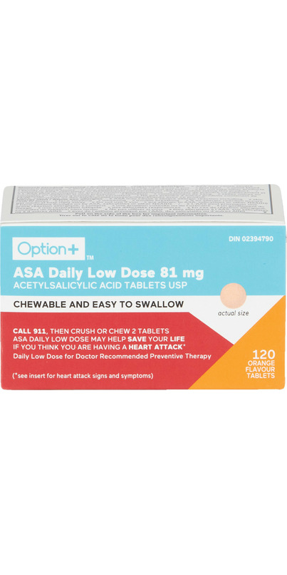 Buy Option+ ASA Daily Low Dose 81mg Acetylsalicylic Acid Tablets USP ...