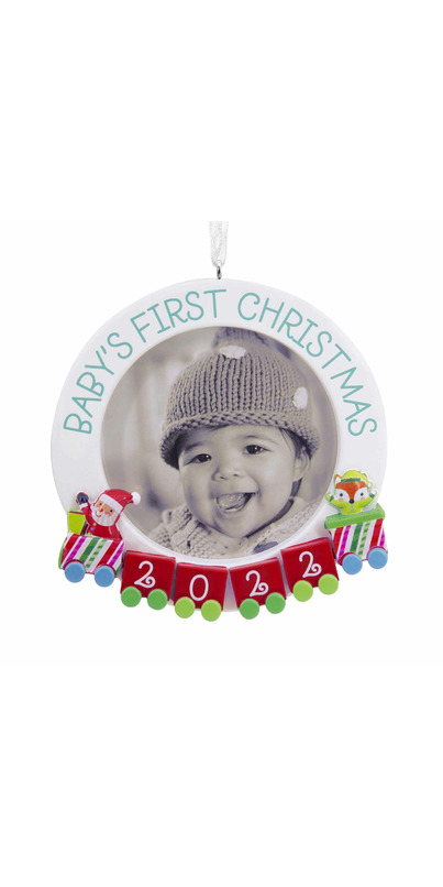Buy Hallmark Baby's First Christmas Santa Train 2022 Photo Frame ...
