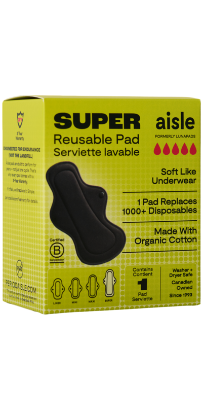 Buy Aisle Reusable Super Pad Black at Well.ca | Free Shipping $35+ in ...