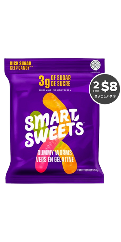 Buy SmartSweets Gummy Worms Pouch 2 for $8 at Well.ca | Free Shipping ...