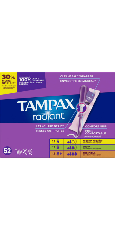 Achetez les tampons Tampax Radiant LeakGuard Braid à absorption ...