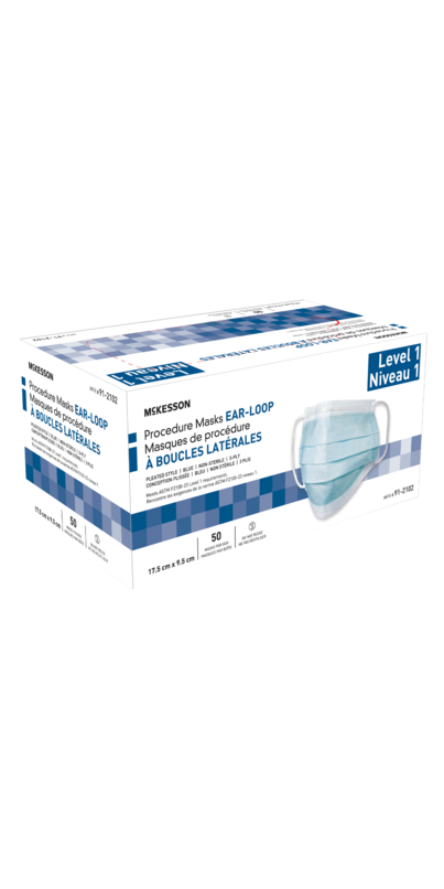Buy McKesson Procedure Masks Ear-Loop Pleated Style Blue 3-Ply Level 1 ...