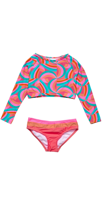 Buy Snapper Rock Cropped Long Sleeve Rash Guard Set Geo Melon at Well ...