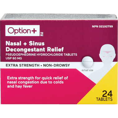 Buy Option+ Extra Strength Non Drowsy Nasal + Sinus Decongestant Relief ...