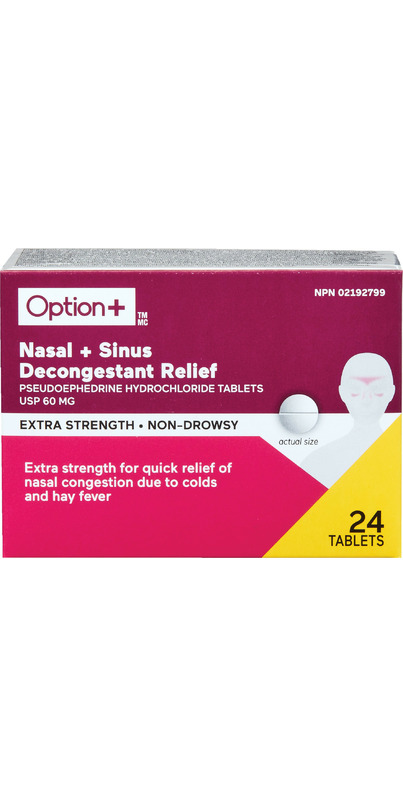 Buy Option+ Extra Strength Non Drowsy Nasal + Sinus Decongestant Relief ...