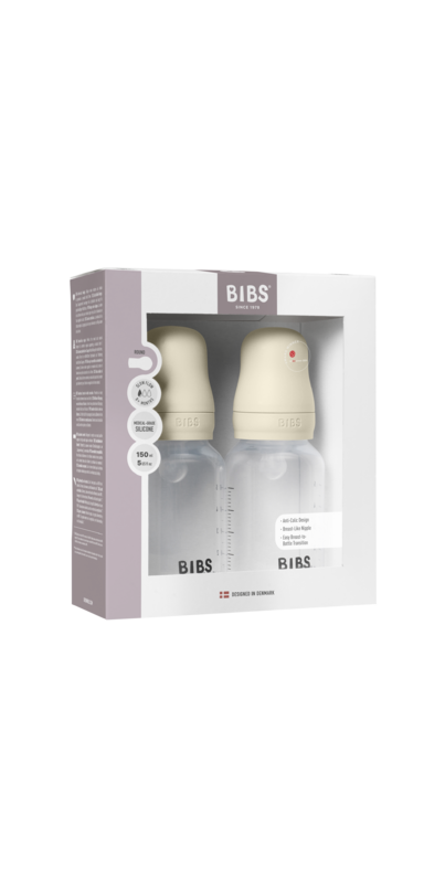 Buy BIBS Round Silicone Slow Flow Baby Bottle Pack Ivory at Well.ca ...