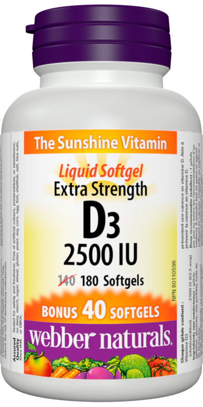 Acheter Webber Naturals Extra Fort Vitamine D3 2500IU à Well.ca | Livraison gratuite 35 $ + au ...
