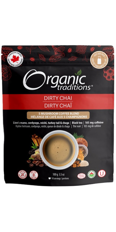 Achetez le café Dirty Chai 5 Mushroom Coffee d'Organic Traditions chez ...