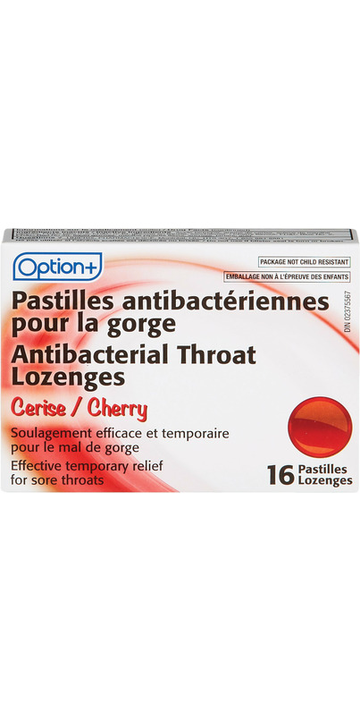 Achetez Option+ Pastilles antibactériennes de gorge Cerise à Well.ca ...