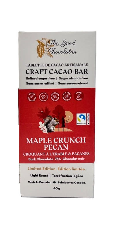 Buy The Good Chocolatier 75% Dark Chocolate Maple Crunch Pecan at Well ...