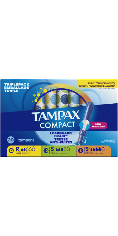 Buy Tampax Compact Pearl Tampons LeakGuard Braid & Extendable ...