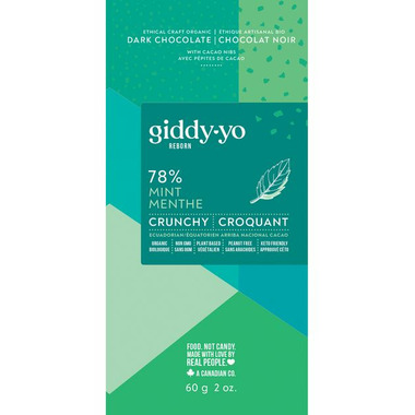 Buy Giddy Yo Organic 78% Mint Crunchy Dark Chocolate Bar at Well.ca ...