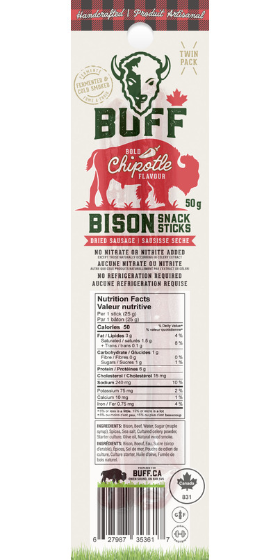 Buy Buff Bison Snack Stick Bold Chipotle at Well.ca | Free Shipping $35 ...
