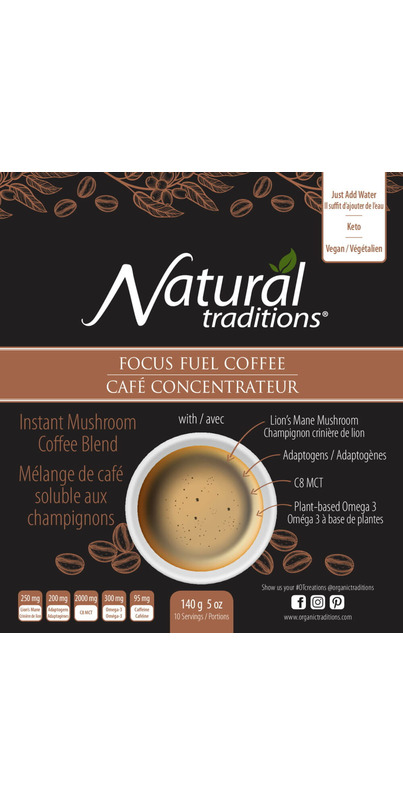 Buy Natural Traditions Focus Fuel Coffee Instant Mushroom Coffee Blend ...
