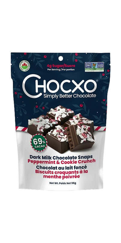Buy ChocXO 69% Dark Milk Chocolate Snaps Peppermint and Cookie Crunch ...