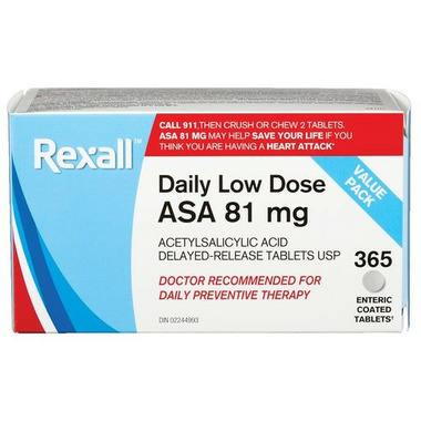Buy Rexall Daily Low Dose ASA 81mg Enteric Coated Tablets from Canada ...