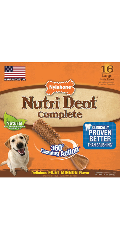 Buy Nutri Dent Complete Dental Chews Filet Mignon Large Size 16 Pack at ...