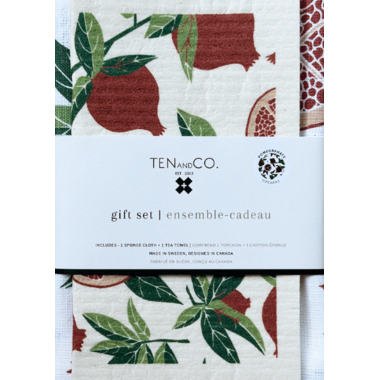 Acheter Ten & Co. Gift Set Dishcloth + Tea Towel Pomegranate at Well.ca ...