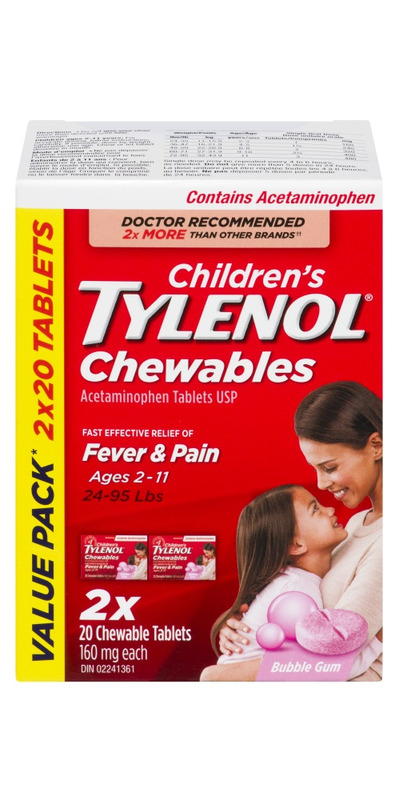 Buy Tylenol Children's Chewable Tablets Bubble Gum Bonus Size at Well ...