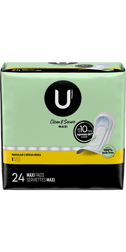 Buy U by Kotex Clean & Secure Maxi Pads Regular Absorbency at Well.ca ...